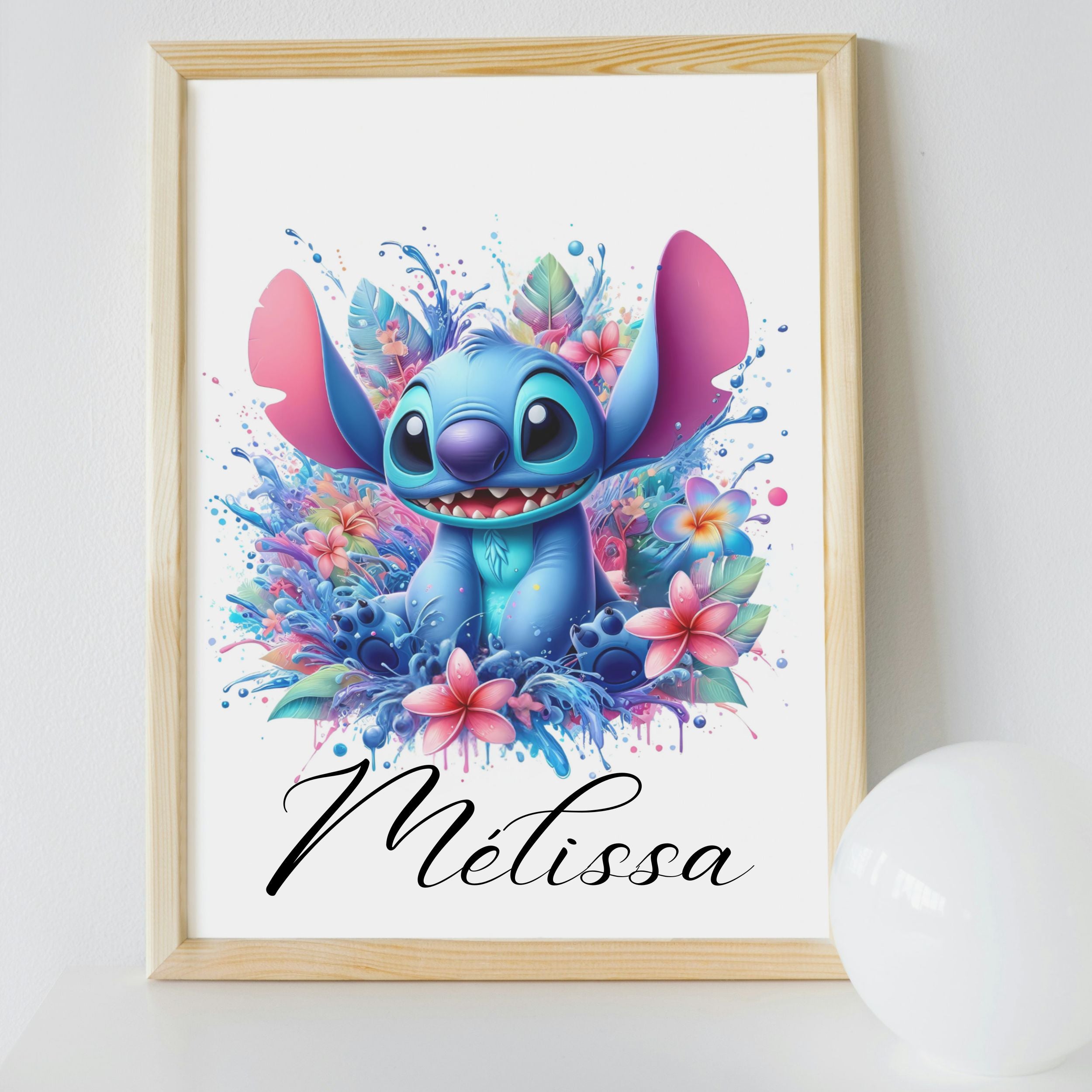 Affiche stitch personnalisée avec prénom décoration murale – Partyprint