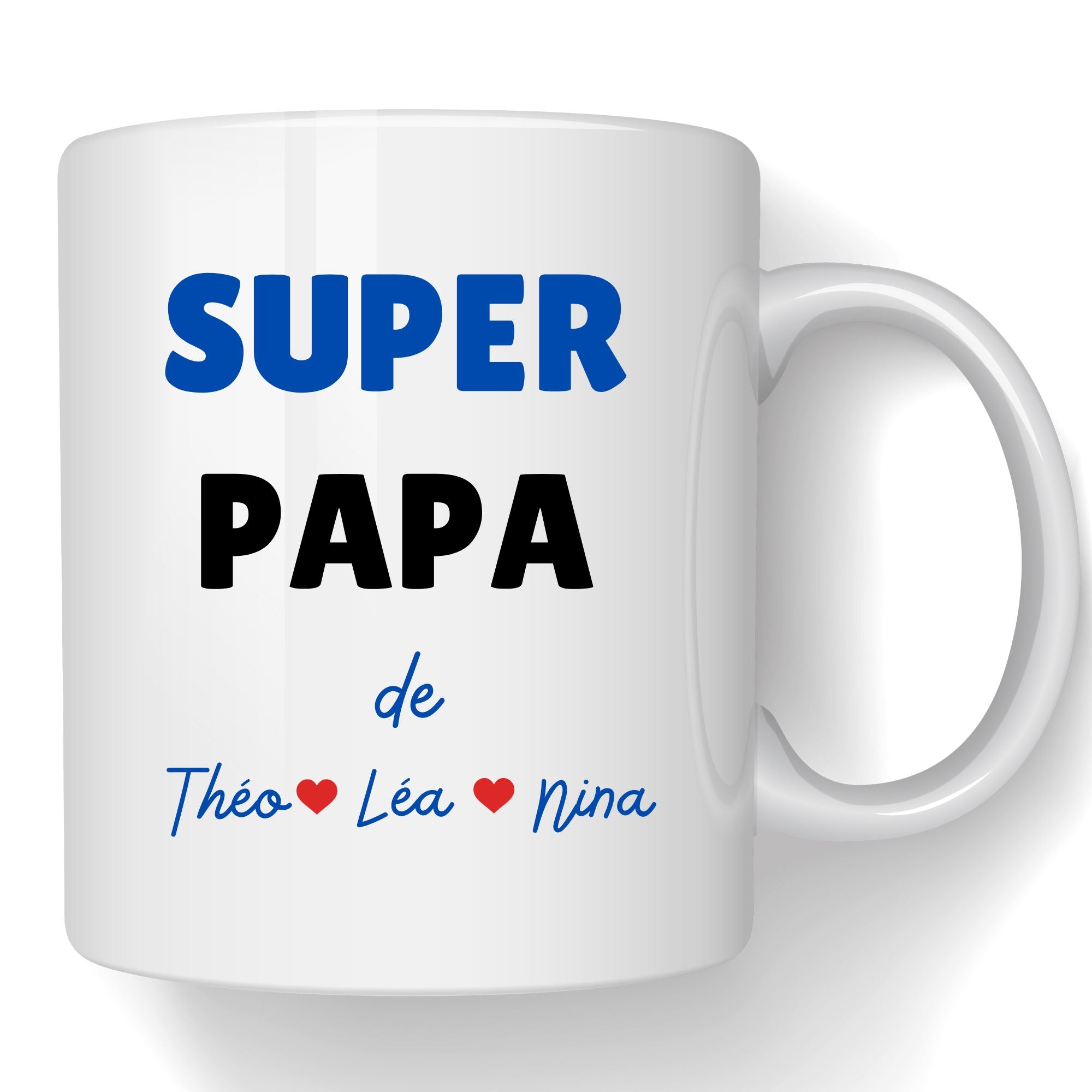 Mug super papa ou papy et prénom enfant personnalisé – Partyprint
