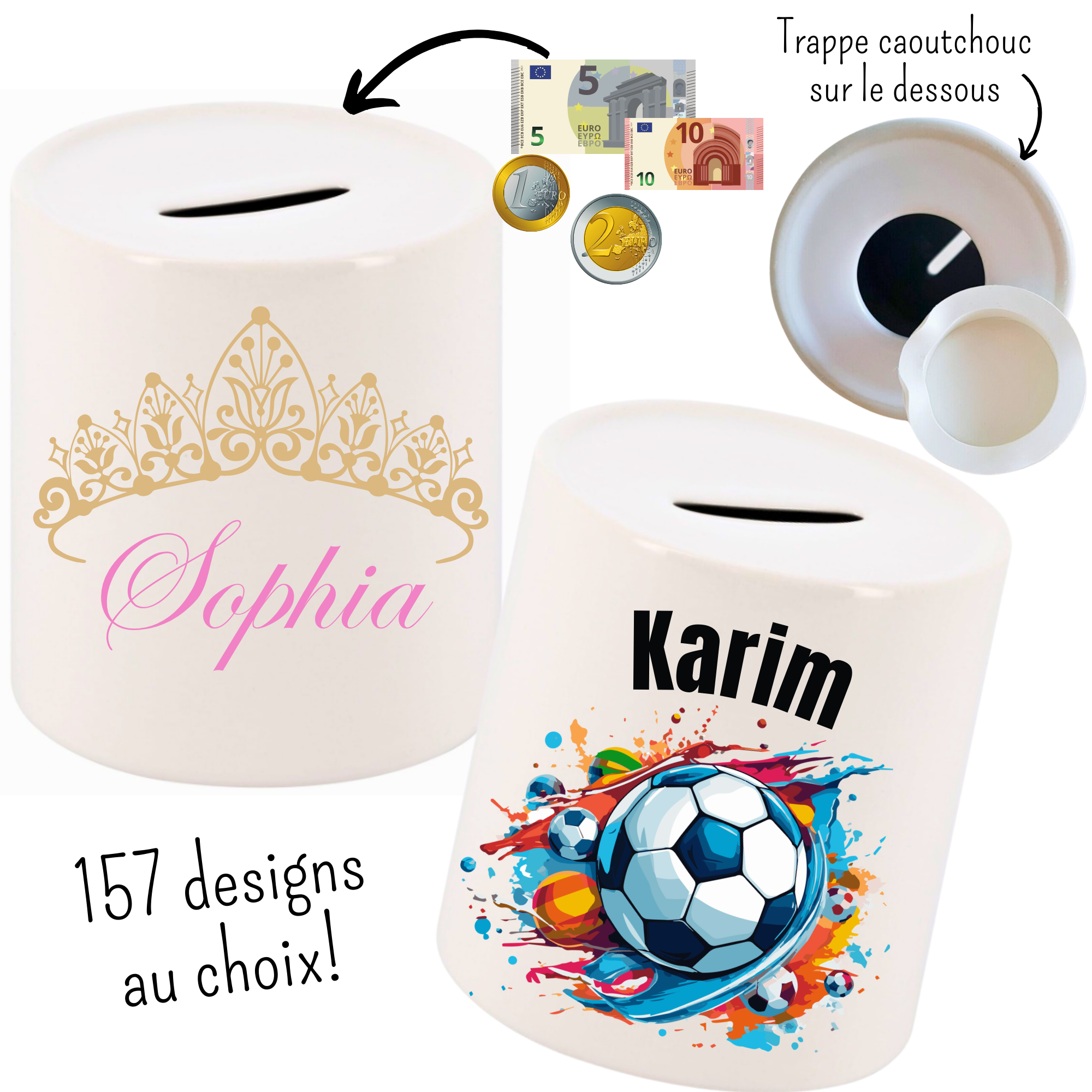 Tirelire personnalisée avec prénom et motif au choix – Partyprint